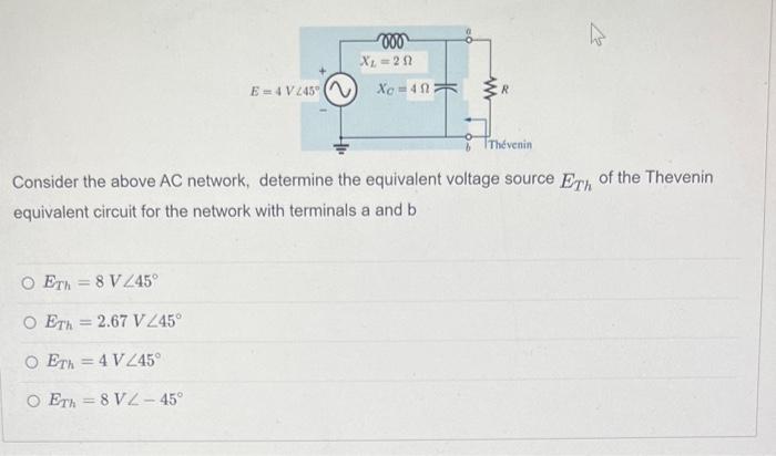 Solved Consider the above AC network, determine the | Chegg.com
