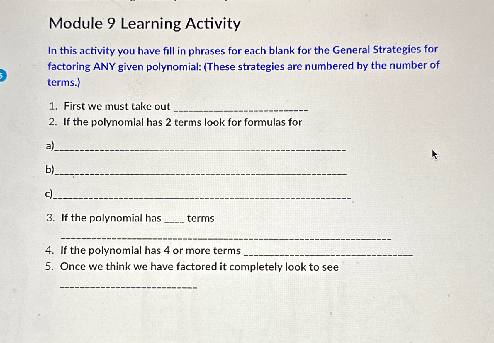 Solved Module 9 ﻿Learning ActivityIn this activity you have | Chegg.com