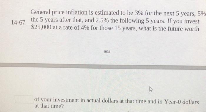 Solved General price inflation is estimated to be 3% for the | Chegg.com