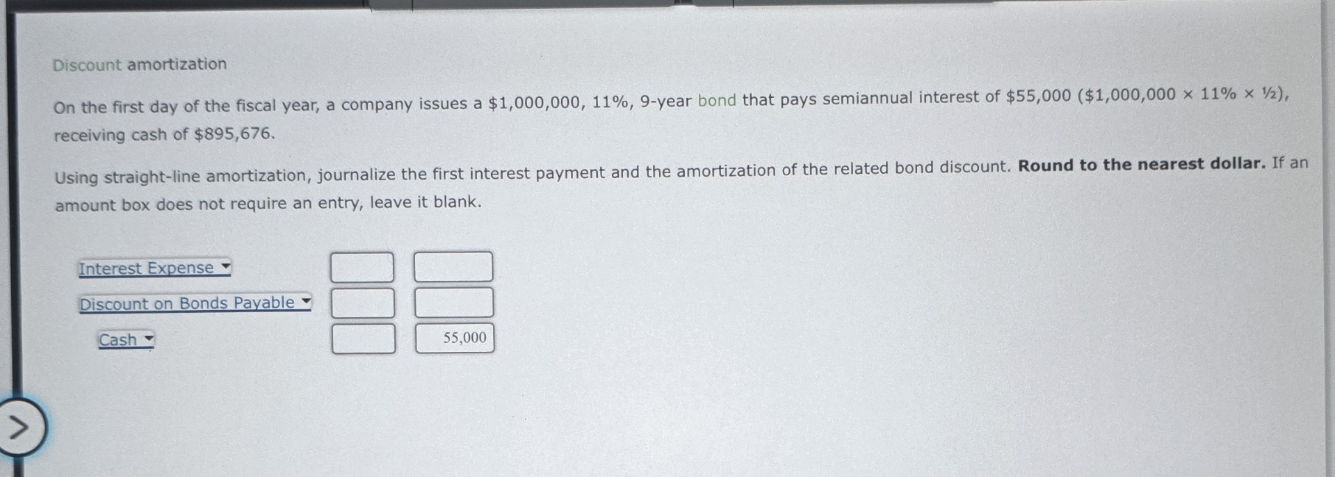 Solved Discount amortizationOn the first day of the fiscal | Chegg.com