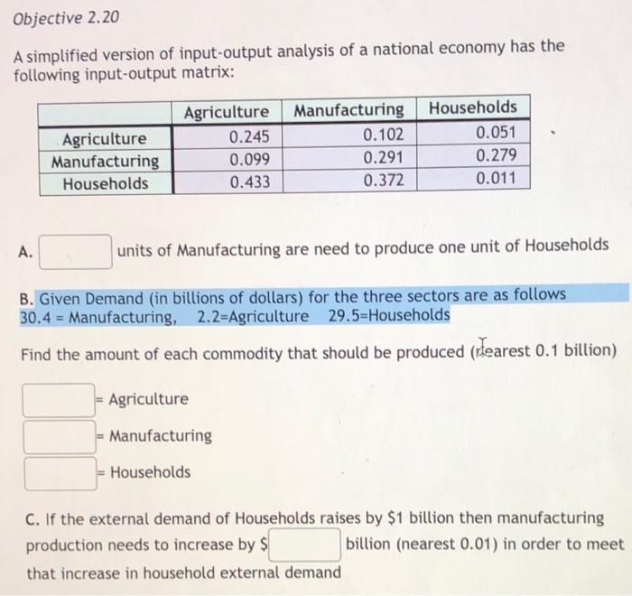 Solved Objective 2.20 A simplified version of input-output | Chegg.com