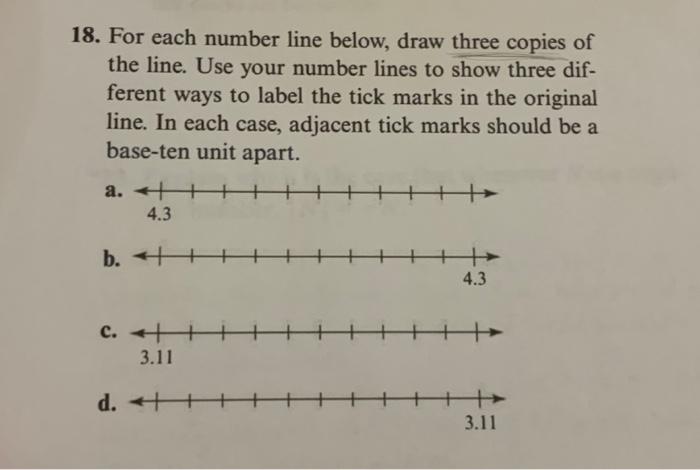 Solved 18. For each number line below, draw three copies of | Chegg.com