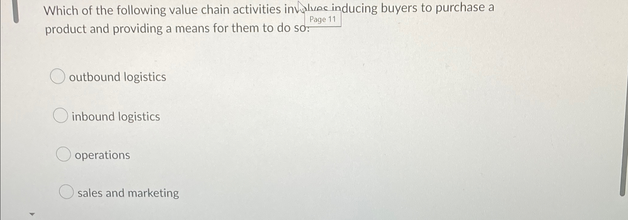 Solved Which of the following value chain activities innlves | Chegg.com