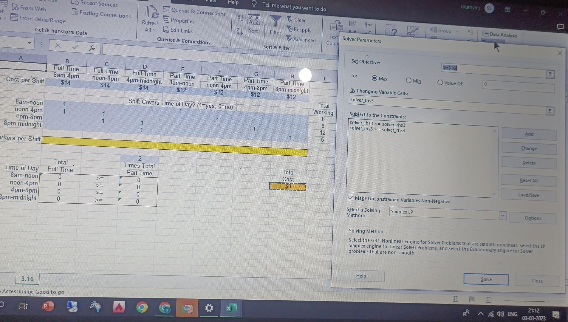 Make Unconstrained Variables Non Negative Select A