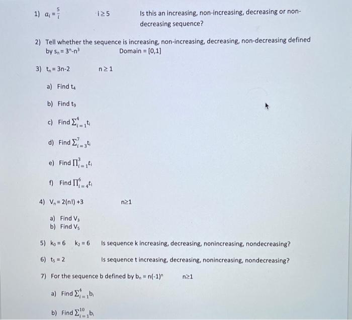 Solved 1) a = 8 125 Is this an increasing, non-increasing, | Chegg.com