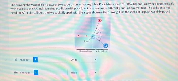 Solved The drawing shows a collision between two pucks on an | Chegg.com