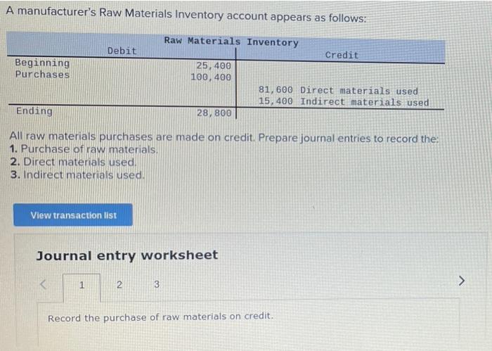 Solved A manufacturer's Raw Materials Inventory account | Chegg.com