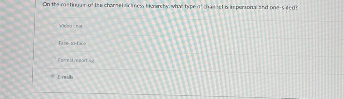 Solved On the continuum of the channel richness hierarchy, | Chegg.com