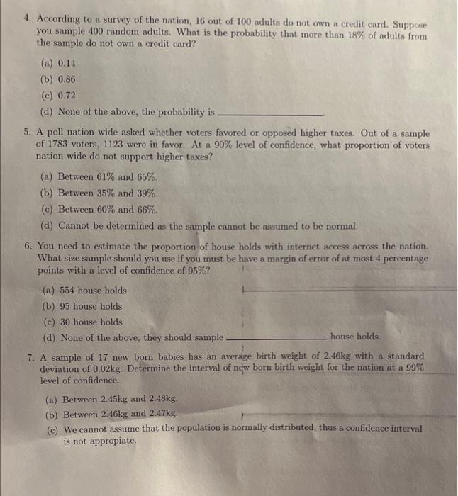 Solved 4. According to a survey of the nation, 16 out of 100 | Chegg.com