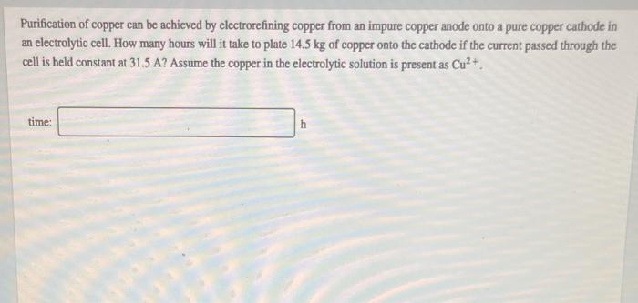 Solved Purification of copper can be achieved by | Chegg.com