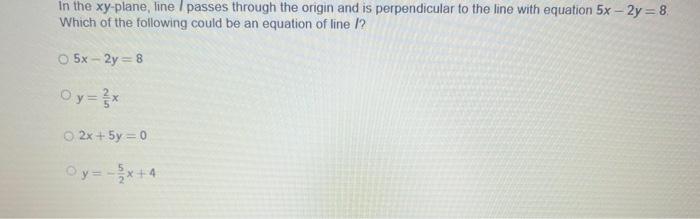Solved In the xy-plane, line / passes through the origin and | Chegg.com