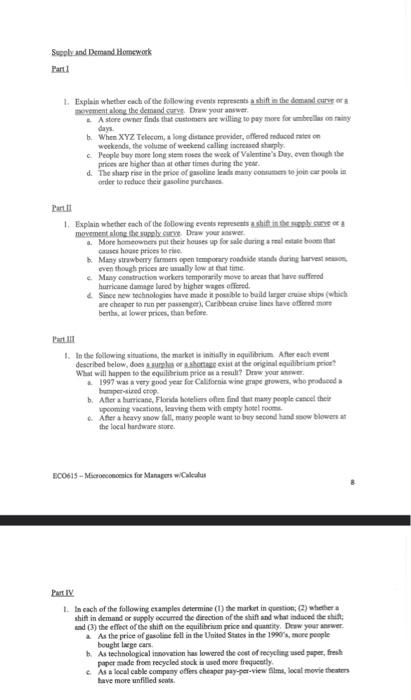 Solved 1. Explain whetber each of the following events | Chegg.com