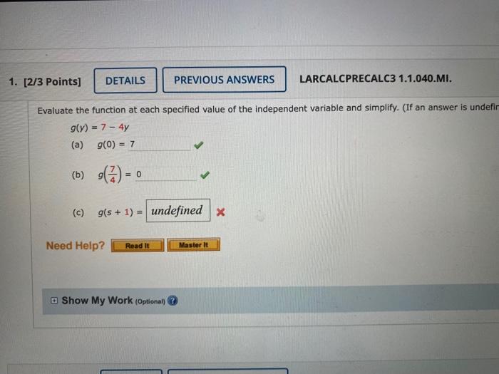 Solved Evaluate the function at each specified value of the | Chegg.com