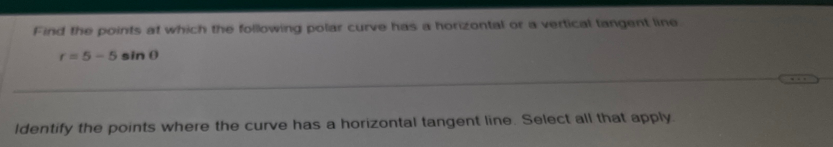 Solved Find the points at which the following polar curve | Chegg.com