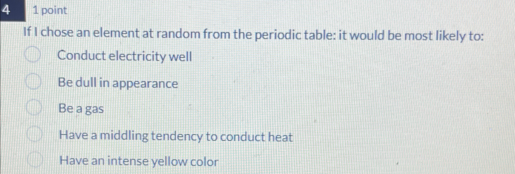 Solved 41 ﻿pointIf I chose an element at random from the | Chegg.com