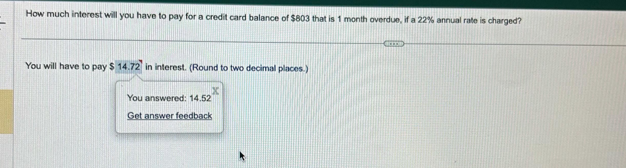 How much interest will you have to pay for a credit | Chegg.com