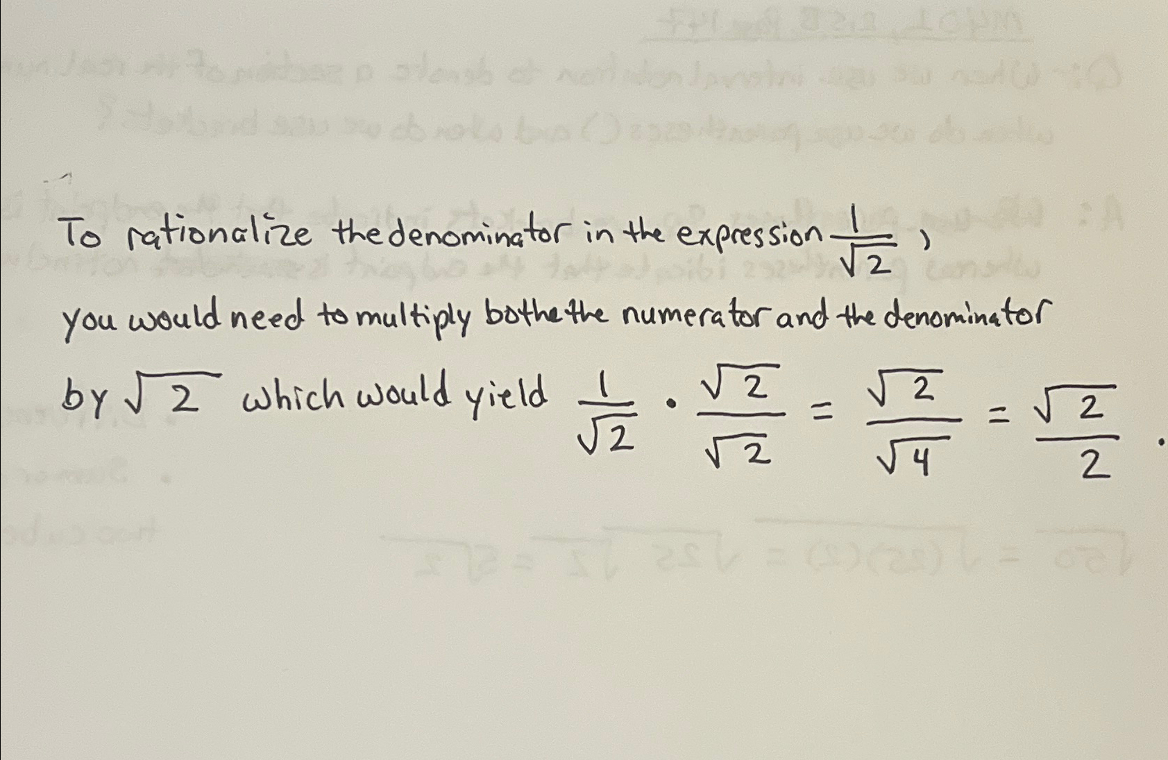 Solved To rationalize the denominator in the expression | Chegg.com