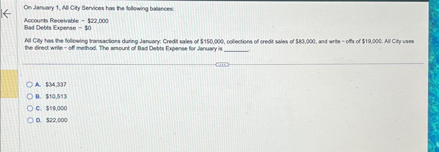 Solved On January 1, ﻿All City Services has the following | Chegg.com