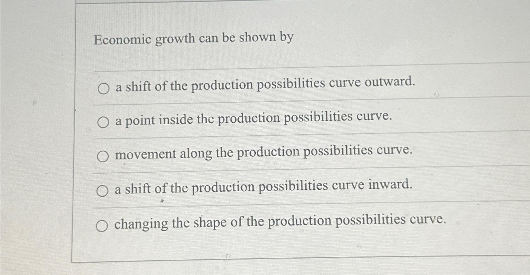 Solved Economic growth can be shown bya shift of the | Chegg.com
