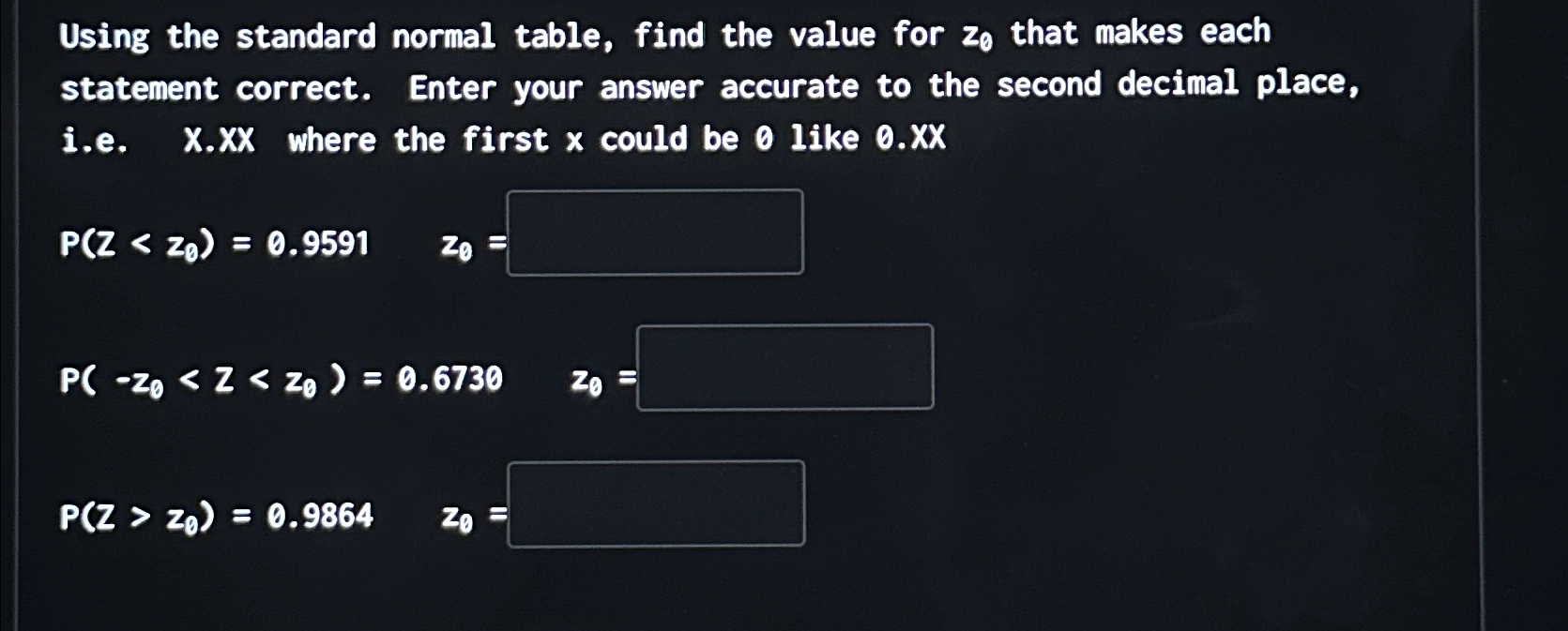 Solved Using the standard normal table, find the value for | Chegg.com