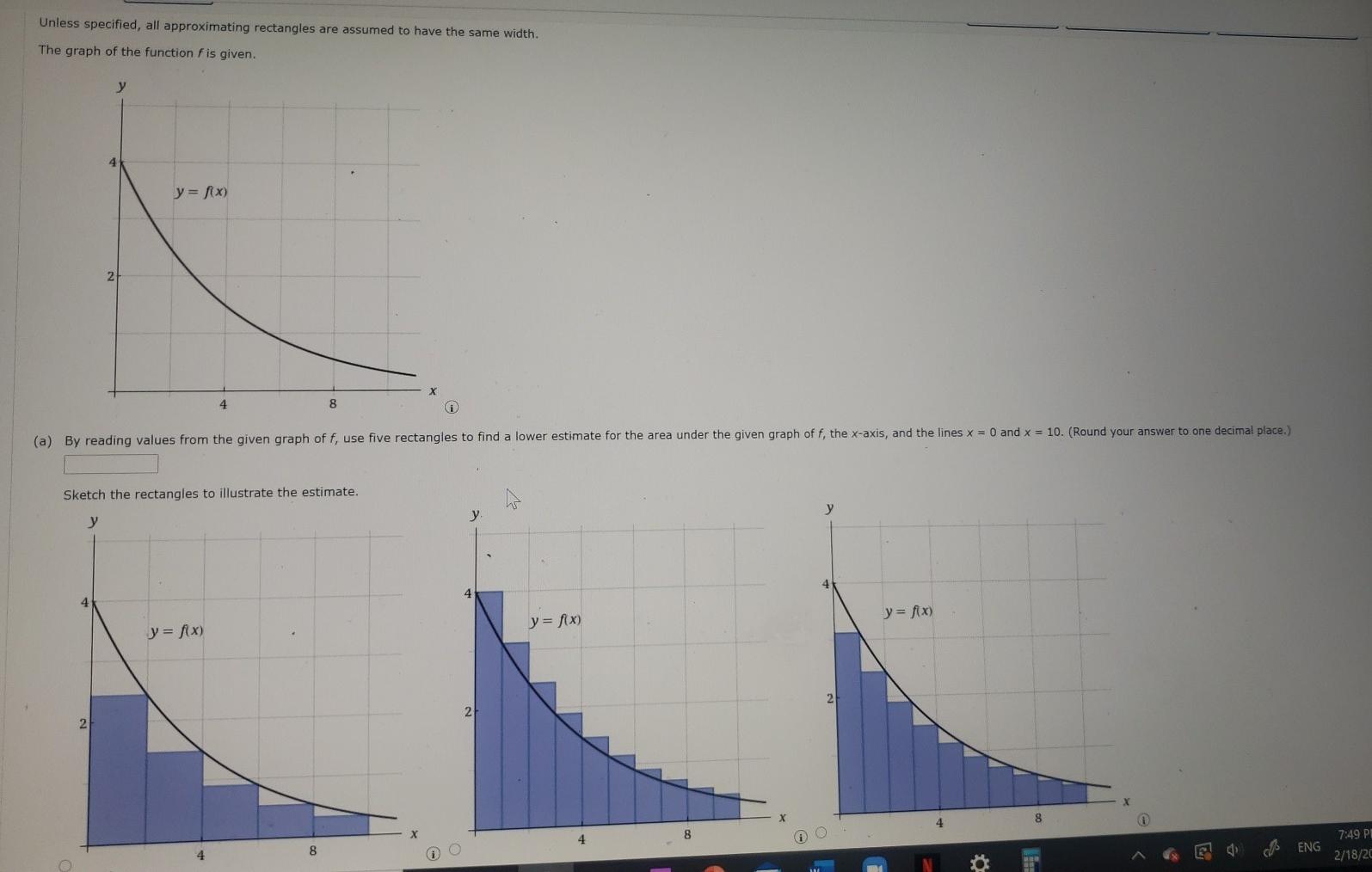 Solved Unless specified, all approximating rectangles are | Chegg.com