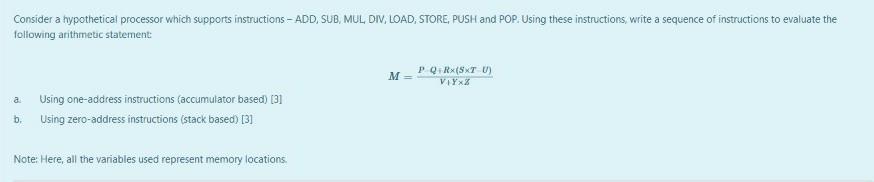 Solved Consider a hypothetical processor which supports | Chegg.com