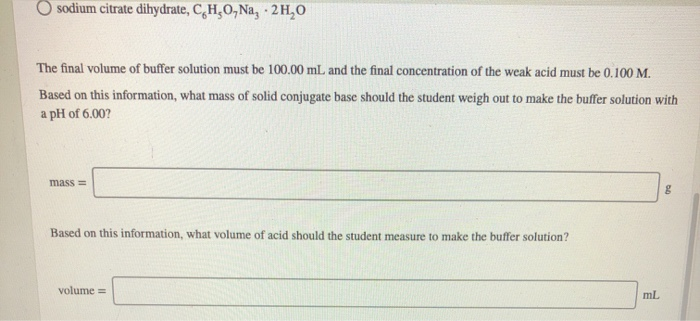 Solved A student must make a buffer solution with a pH of | Chegg.com