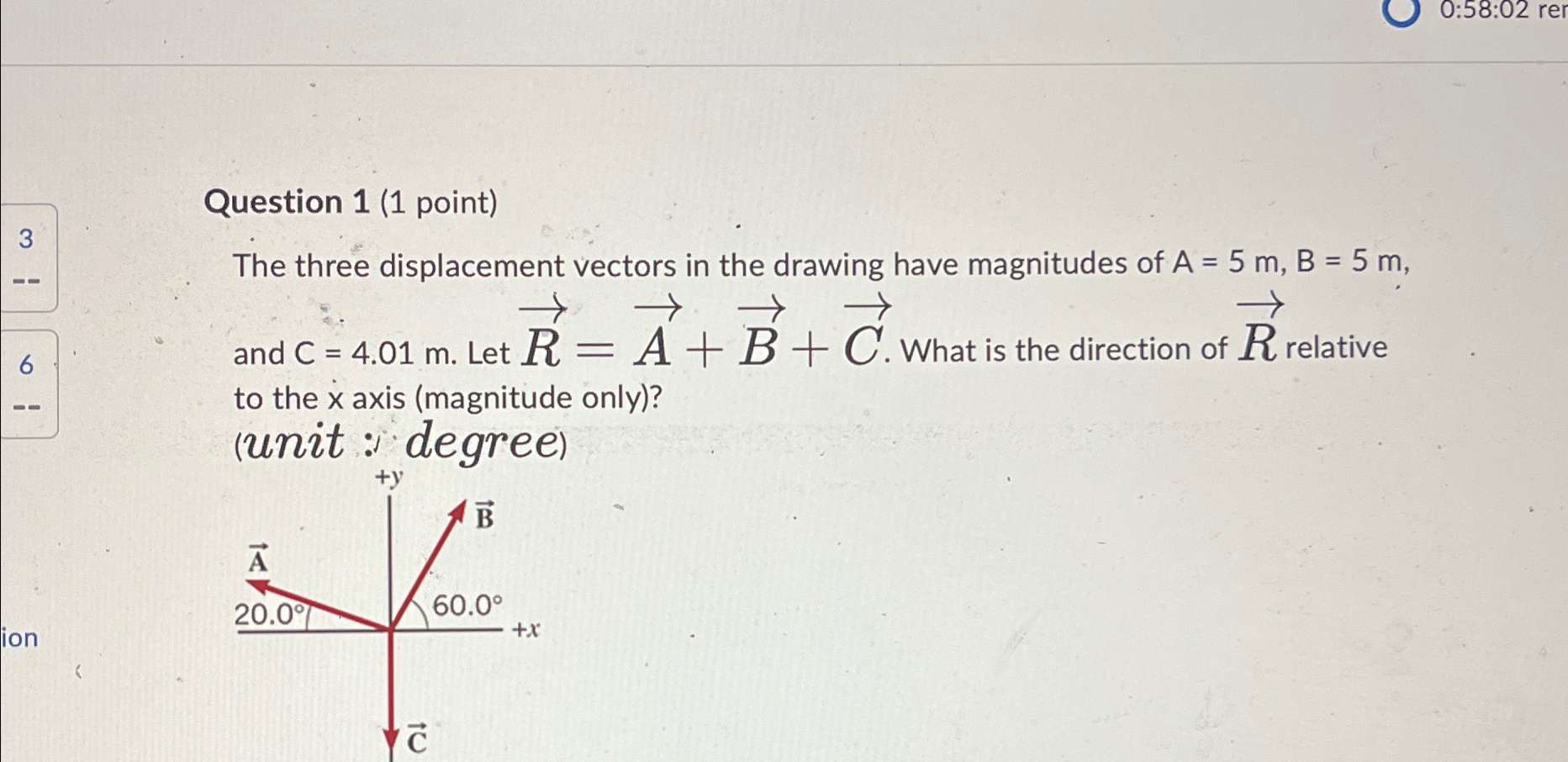 Solved Question 1 (1 point)The three displacement vectors | Chegg.com Solved Question 1 (1 point)The three displacement vectors | Chegg.com