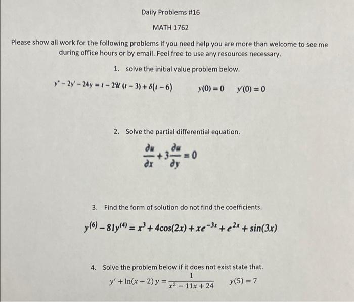 Solved Please show all work for the following problems if | Chegg.com