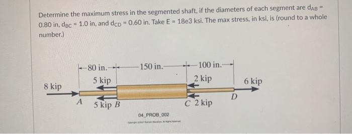 Solved Determine the maximum stress in the segmented shaft, | Chegg.com