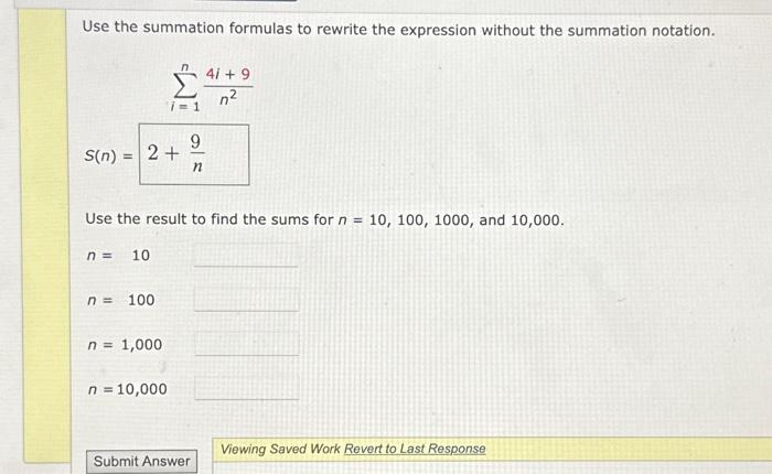 Solved Use The Summation Formulas To Rewrite The Expression