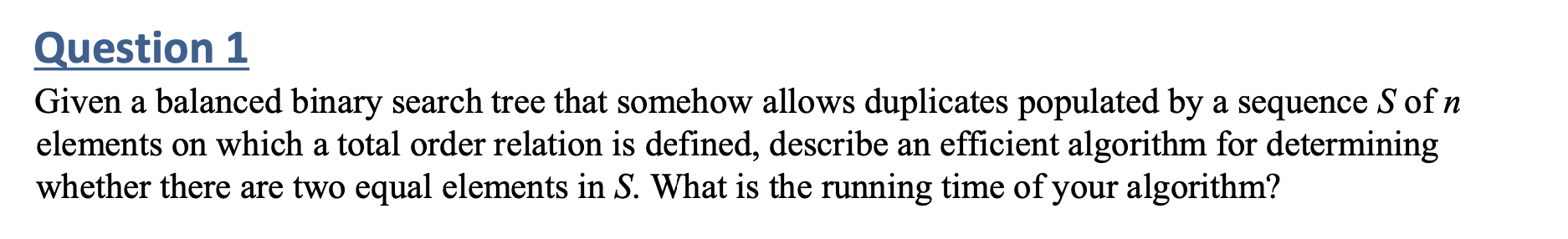 Solved Question 1Given a balanced binary search tree that | Chegg.com Solved Question 1Given a balanced binary search tree that | Chegg.com