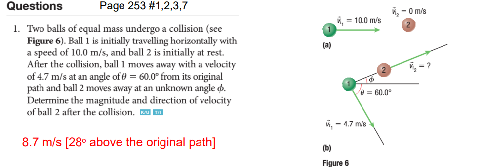 Two balls of equal mass undergo a collision | Chegg.com