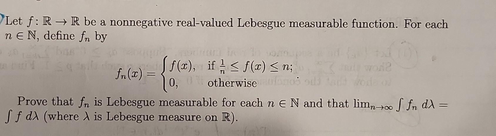 Solved Let F R→r Be A Nonnegative Real Valued Lebesgue