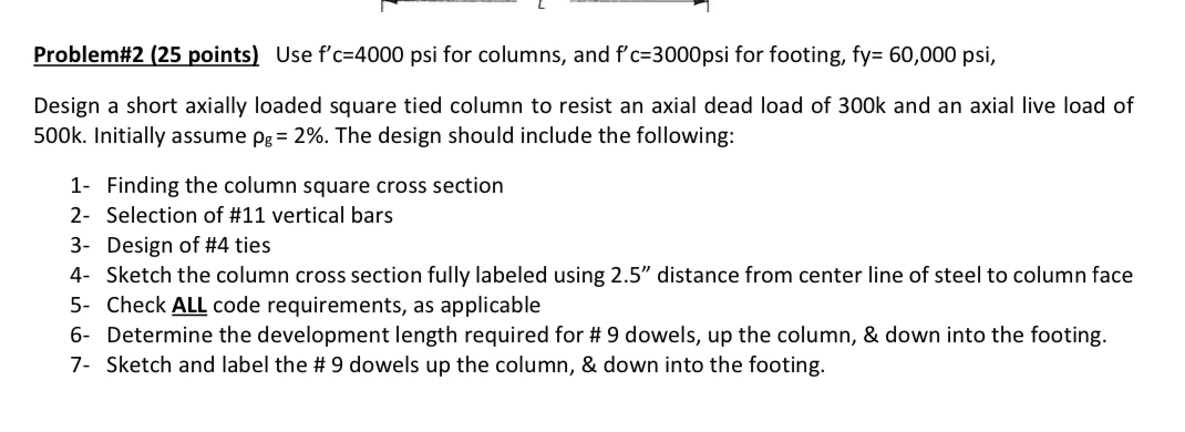 Solved How to find the column square cross section. | Chegg.com