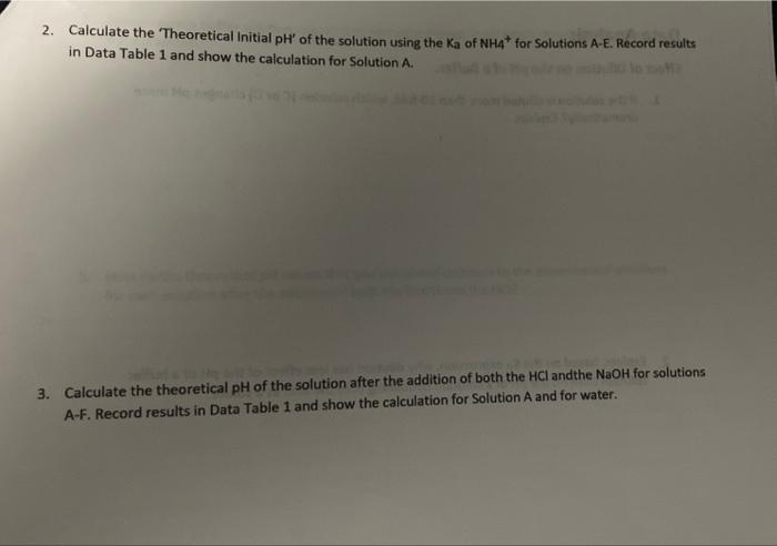Data Table 1. Effect of adding acid or base on | Chegg.com