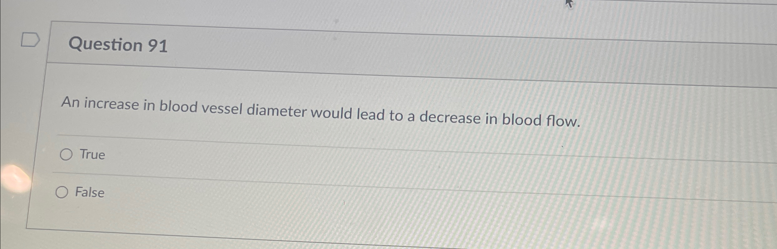 Solved Question 91An increase in blood vessel diameter would | Chegg.com