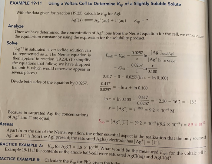 PRACTICE EXAMPLE A: Ksp for AgCl = 1.8 X 10 What | Chegg.com
