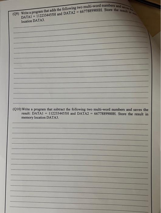 Solved DATA1 = 11223 location DATA3. (Q10) Write a program | Chegg.com