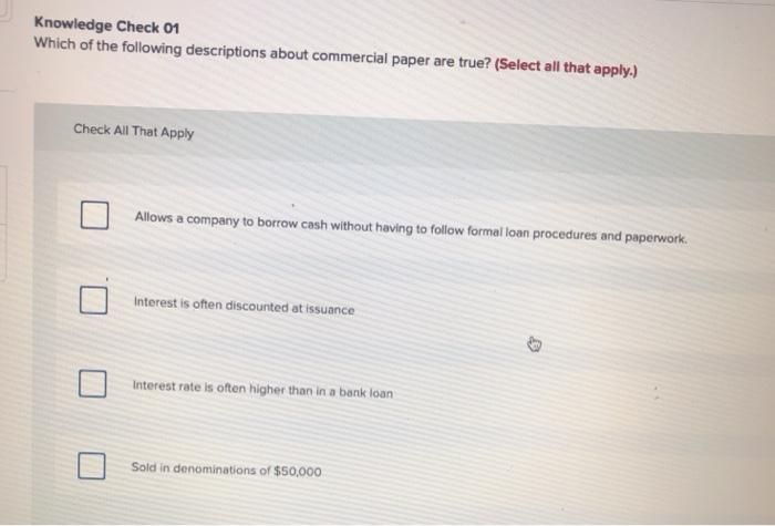 Solved Knowledge Check 01 Which of the following | Chegg.com