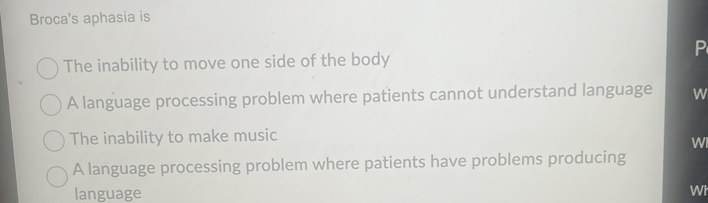 Solved Broca's aphasia isThe inability to move one side of | Chegg.com