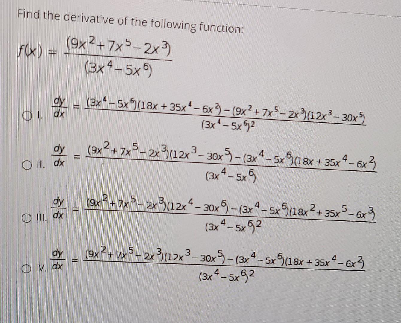 Solved Find the derivative of the following function: (9x2 | Chegg.com