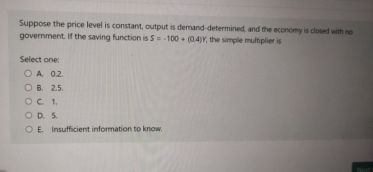 Solved Suppose the price level is constant, output is | Chegg.com