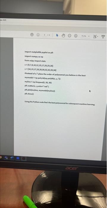 Solved impert matpletib piplot at pht impent numpy as np | Chegg.com