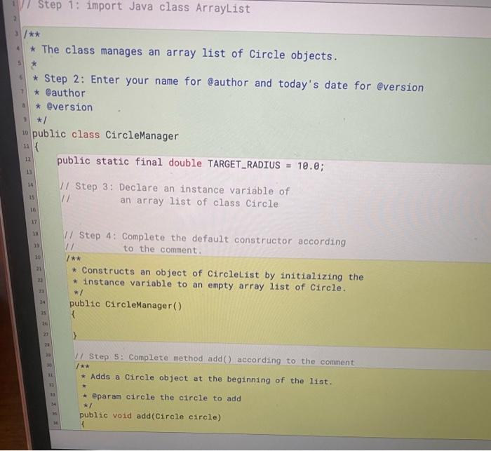 Solved public class CircleManagerTester { public static void | Chegg.com