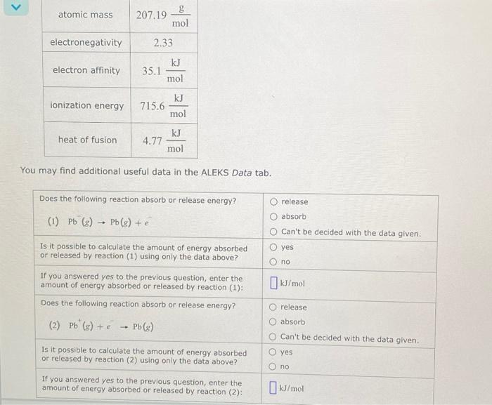 Solved \begin{tabular}{|c|c|} \hline atomic mass & | Chegg.com