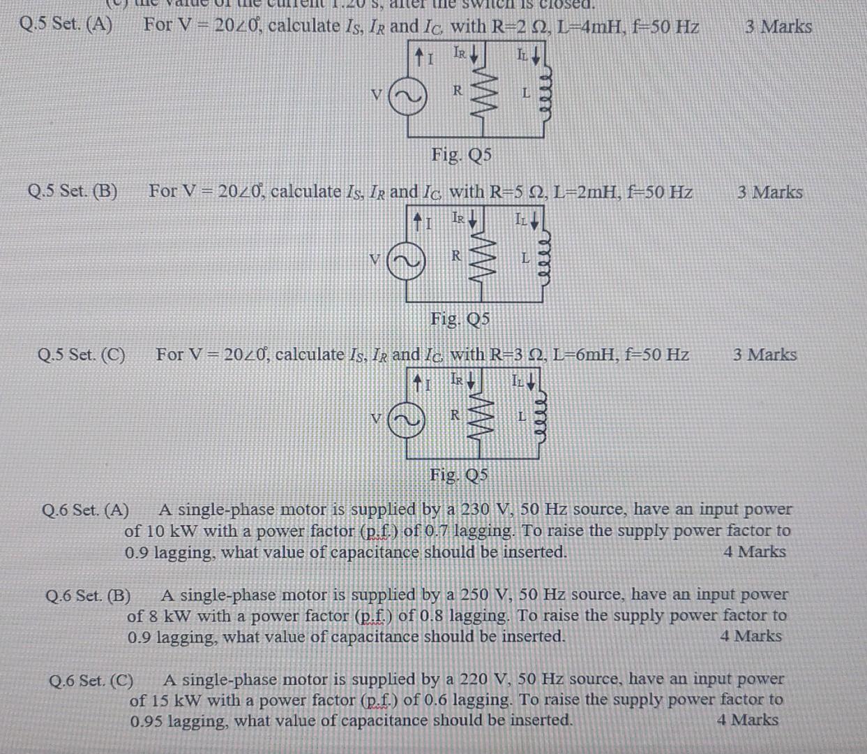 Solved Q.5 Set. (A) For \\( \\mathrm{V}=20