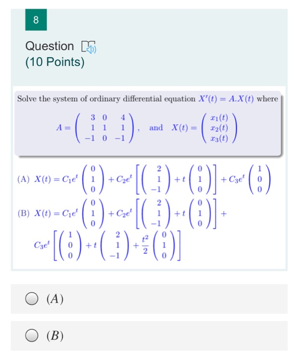Solved 8 Question 15 (10 Points) Solve the system of | Chegg.com