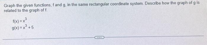 Solved Graph the given functions, f and g, in the same | Chegg.com