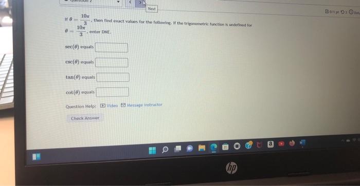 Solved If θ=310π, then find exact values tor the followings | Chegg.com